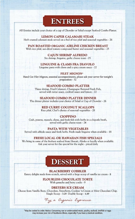 Menus – Trinidad Bay Eatery & Gallery